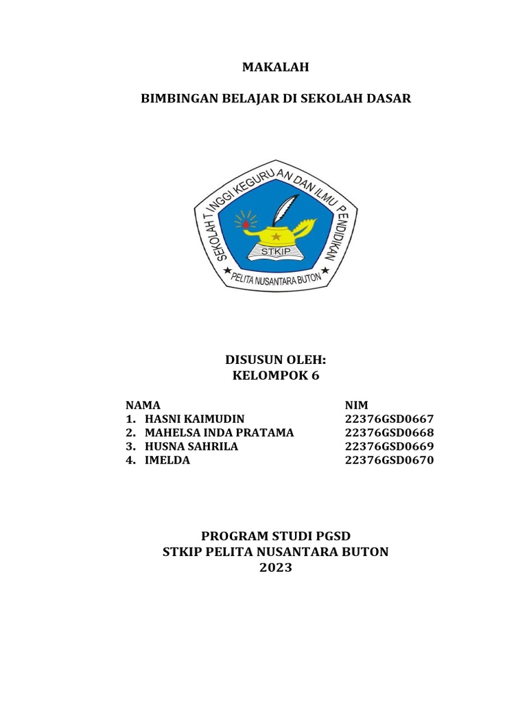Makalah Kelompok 6 - Bimbingan - Belajar - SD | PDF