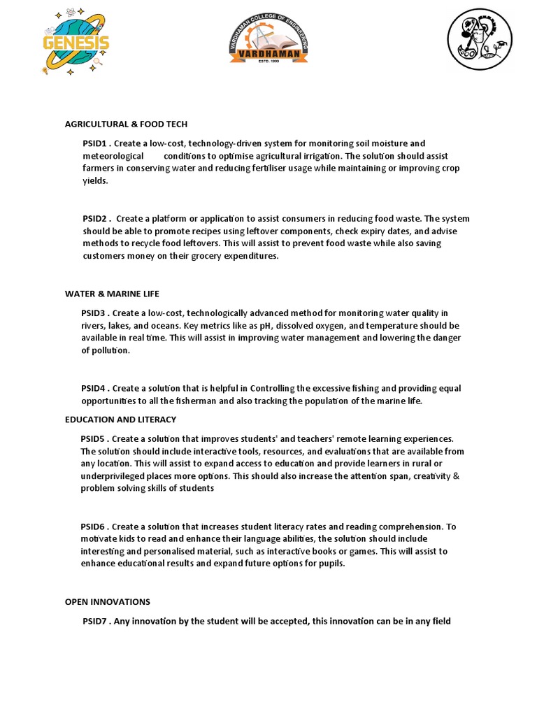 Problem Statements Sprakup-Genesis | PDF | Waste | Water