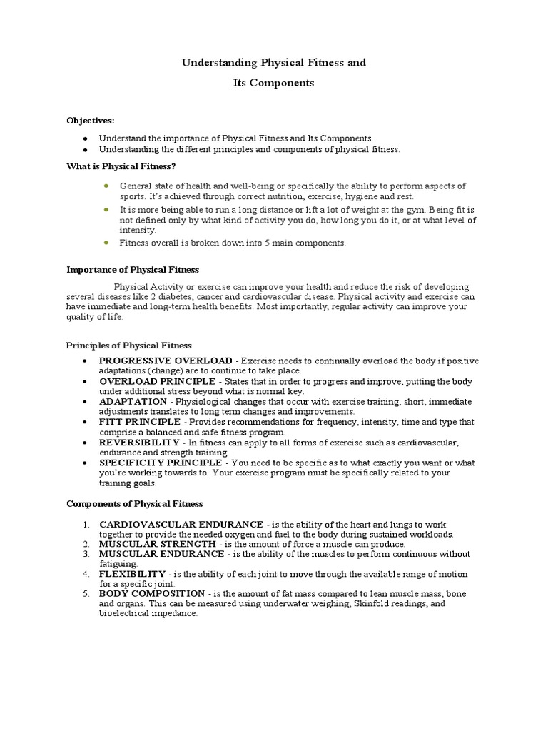 Understanding Physical Fitness and | PDF | Physical Fitness | Clinical ...