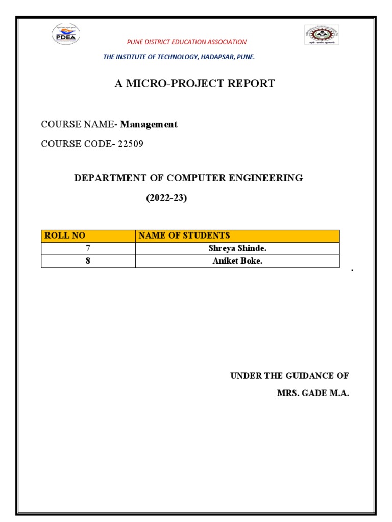 A Micro-Project Report: COURSE NAME-Management COURSE CODE - 22509 | PDF | Motivational | Motivation