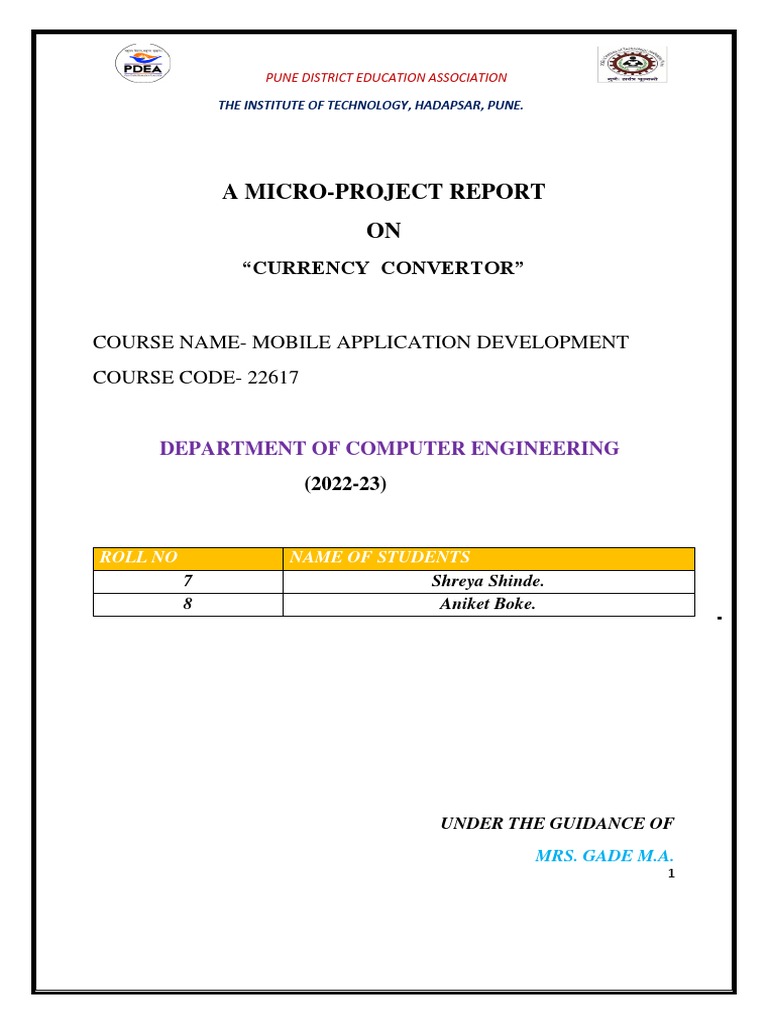 A Micro-Project Report ON: "Currency Convertor" | PDF | Currency ...