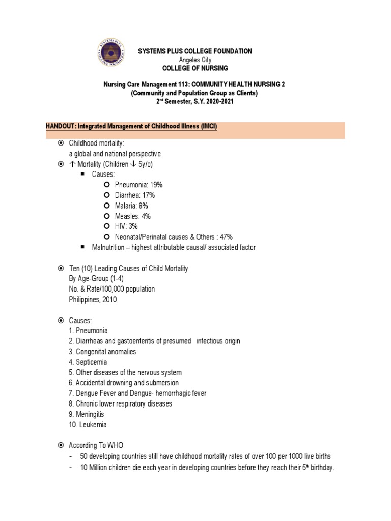 IMCI Guidelines for Childhood Illness Management | PDF | Breastfeeding ...