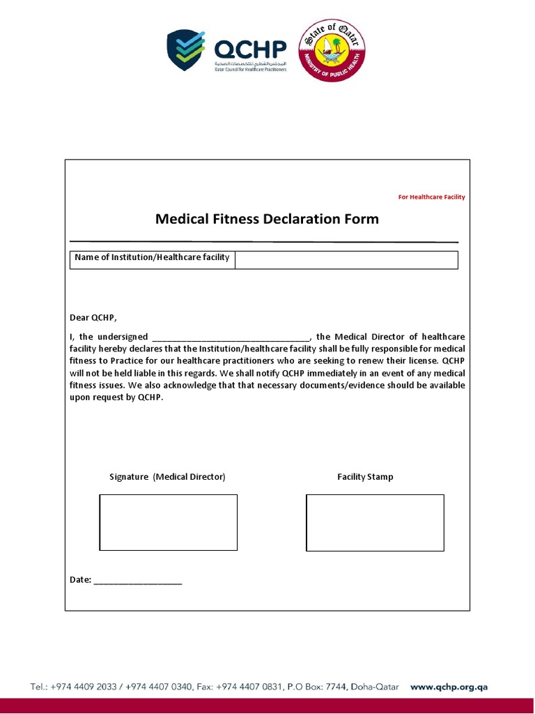 Medical Fitness Declaration Forms | PDF | Finance & Money Management
