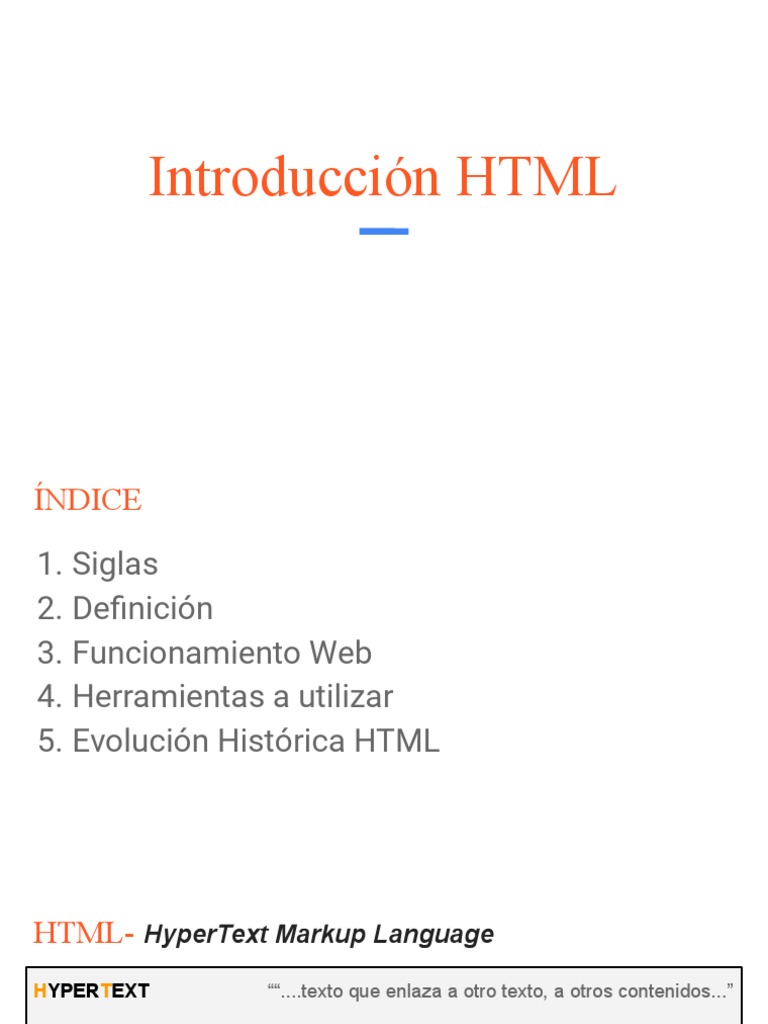 Introducción a HTML: historia, definición, herramientas y evolución del ...