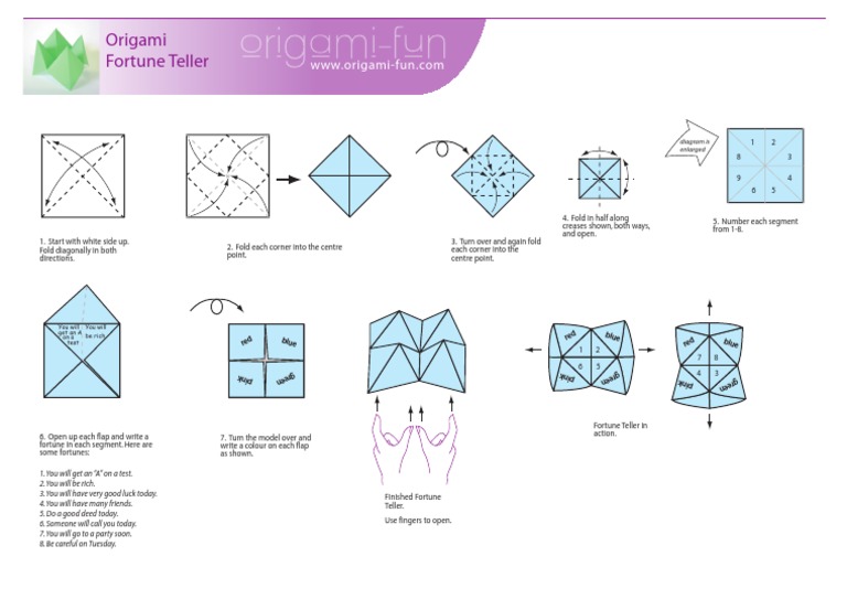 Origami Fortune Teller Print | PDF | Paper Folding | Paper Art