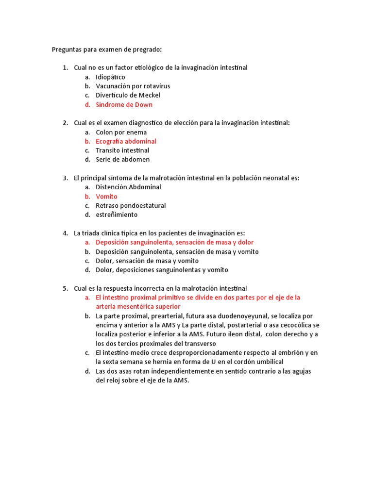 Preguntas para Examen Pregrado | PDF