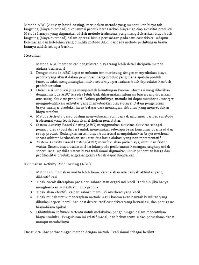 Metode ABC Diskusi 2 Akuntansi Biaya | PDF