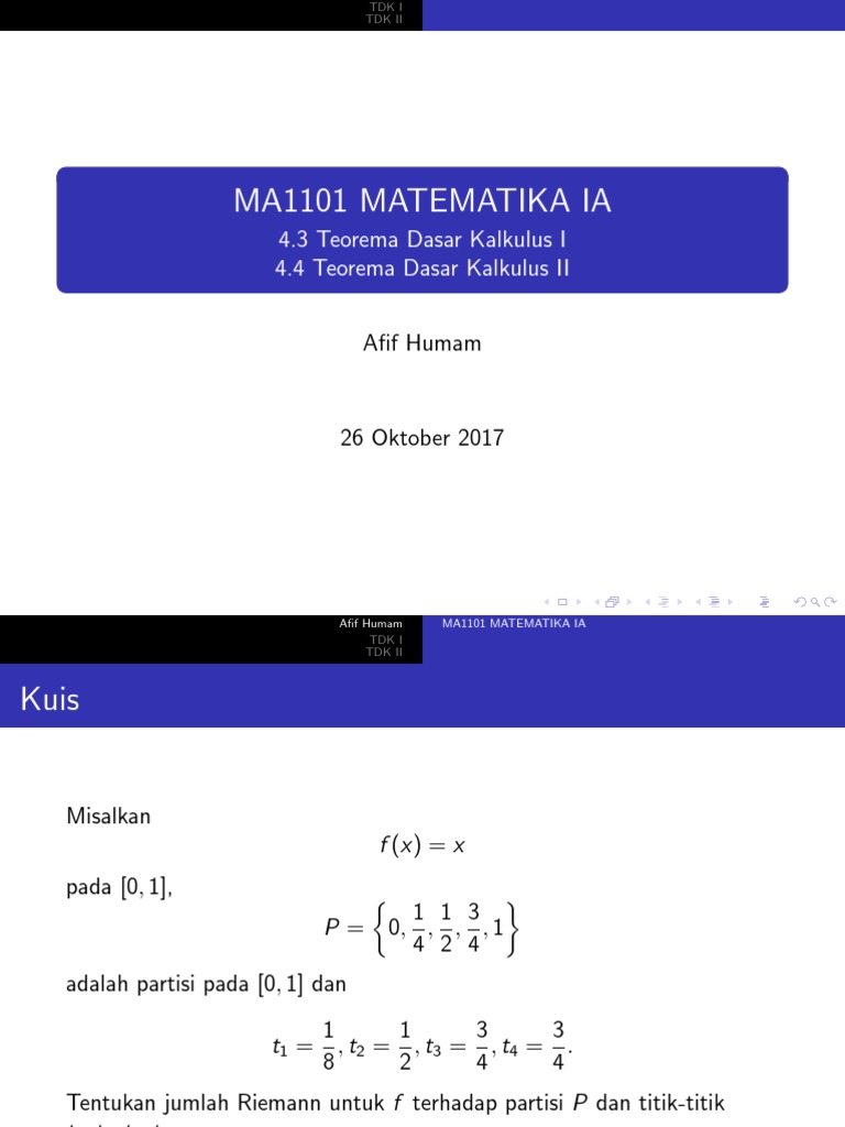 Teorema Dasar Kalkulus PDF | PDF