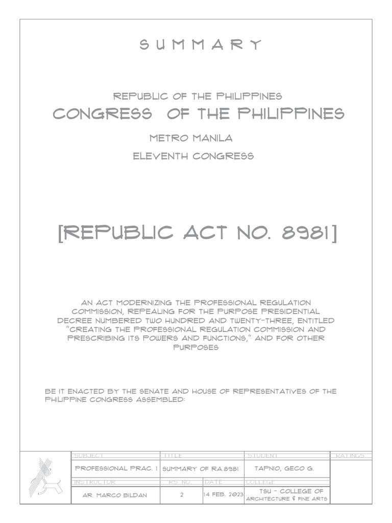 Ra 8981 Summary | PDF | Licensure | Justice