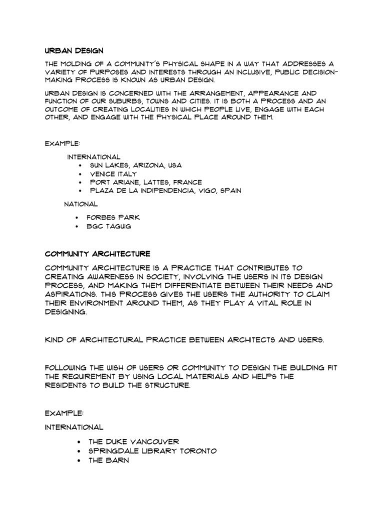 Urban Design and Community Architecture | PDF