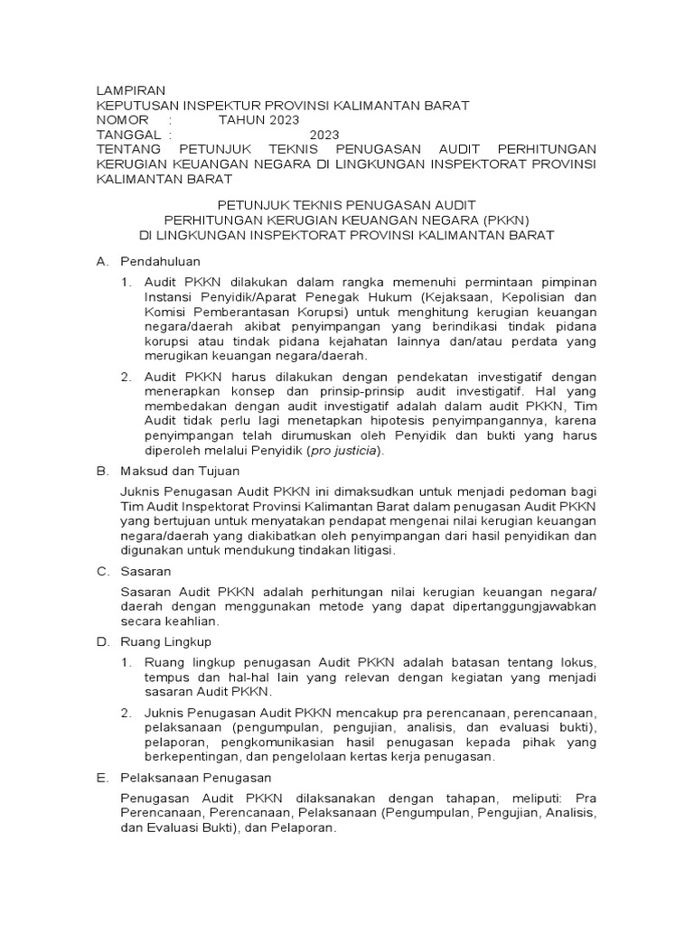 Lampiran_Kep Ir ttg Penugasan Audit PKKN | PDF