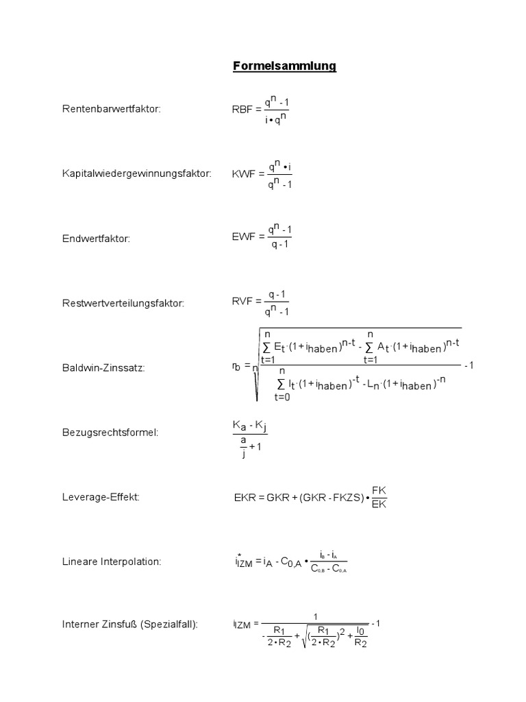 Formelsammlung | PDF