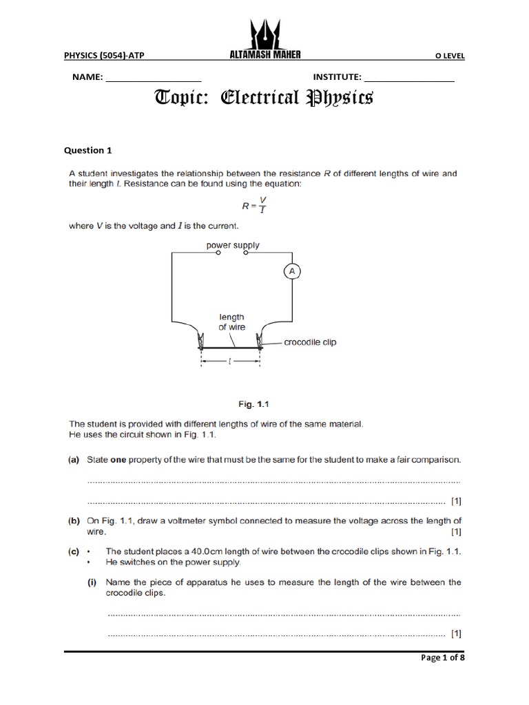 Electrical Physics 2 ATP | PDF