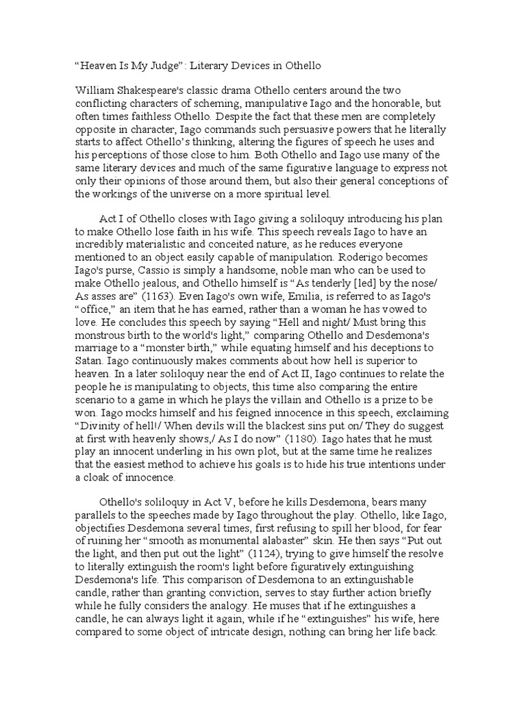 Literary Devices in Othello Reveal Manipulation and Tragedy | PDF ...