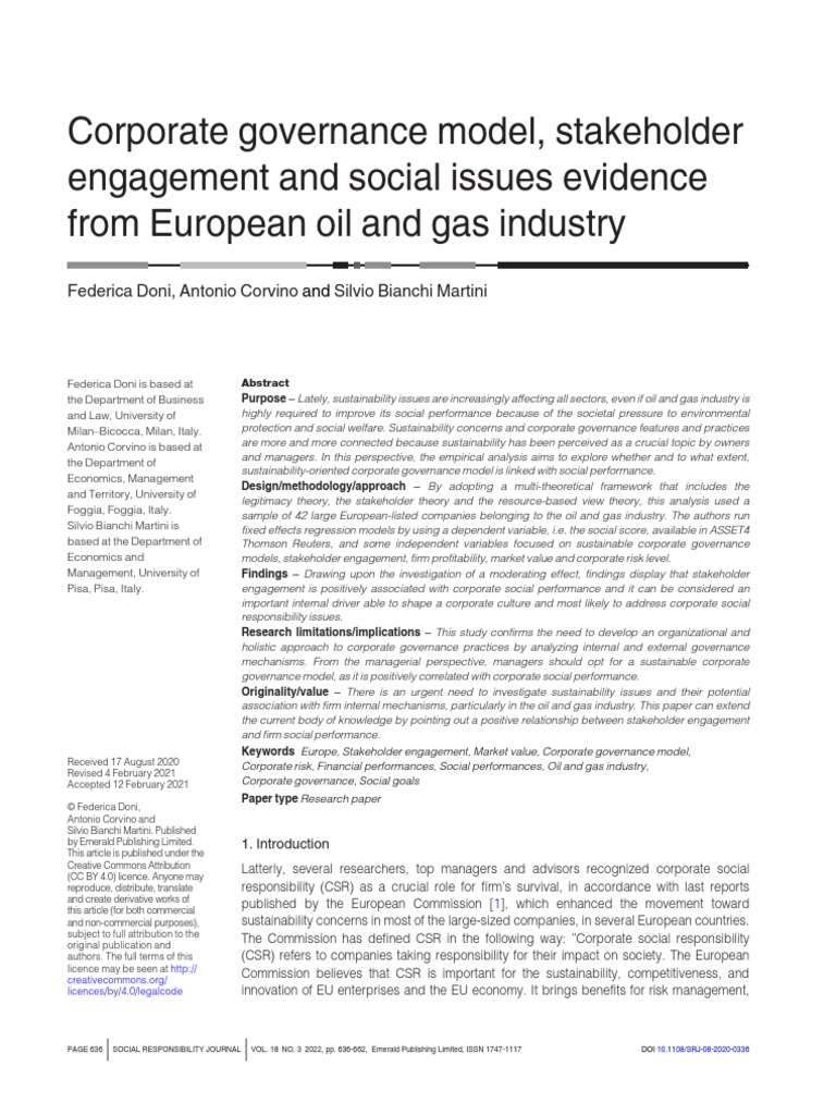 Oil and Gas | PDF | Corporate Social Responsibility | Governance