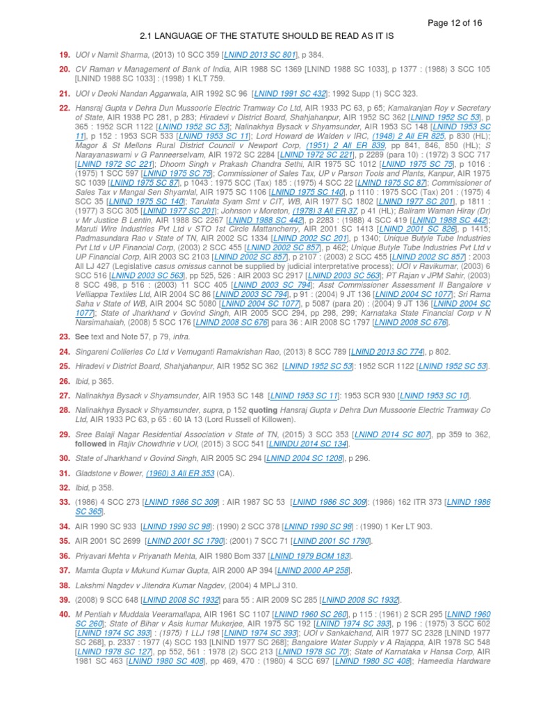 Page 12 of 16 2.1 Language of The Statute Should Be Read As It Is | PDF