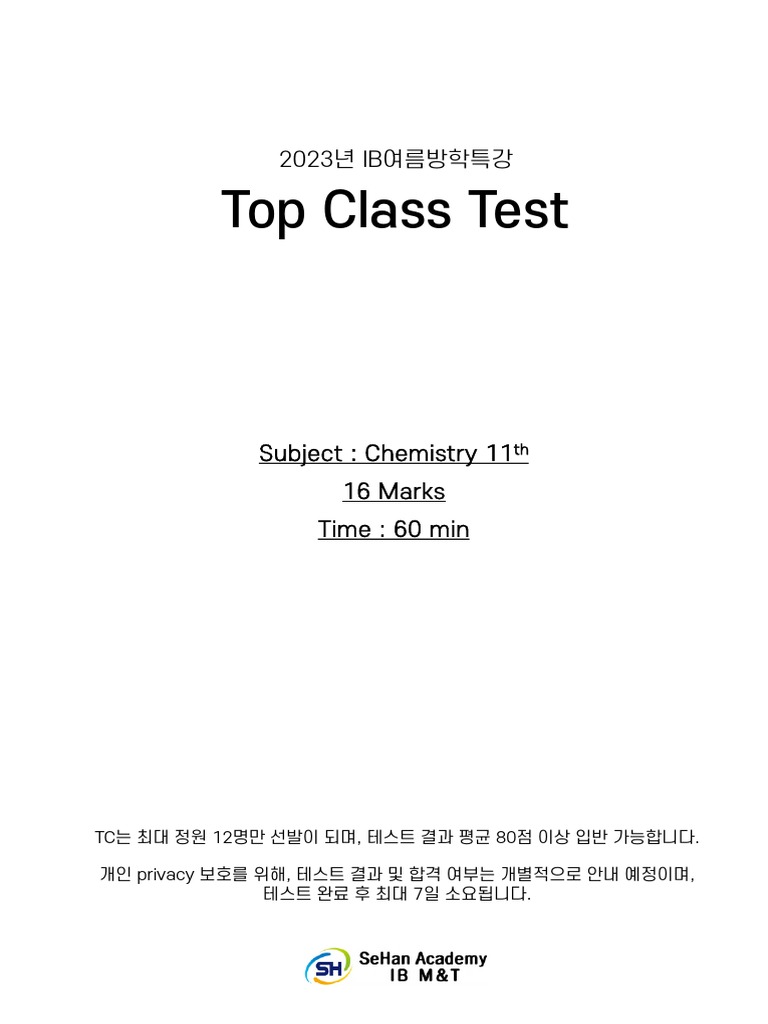 Chemistry Question Bank for IB 11th | PDF | Science & Mathematics