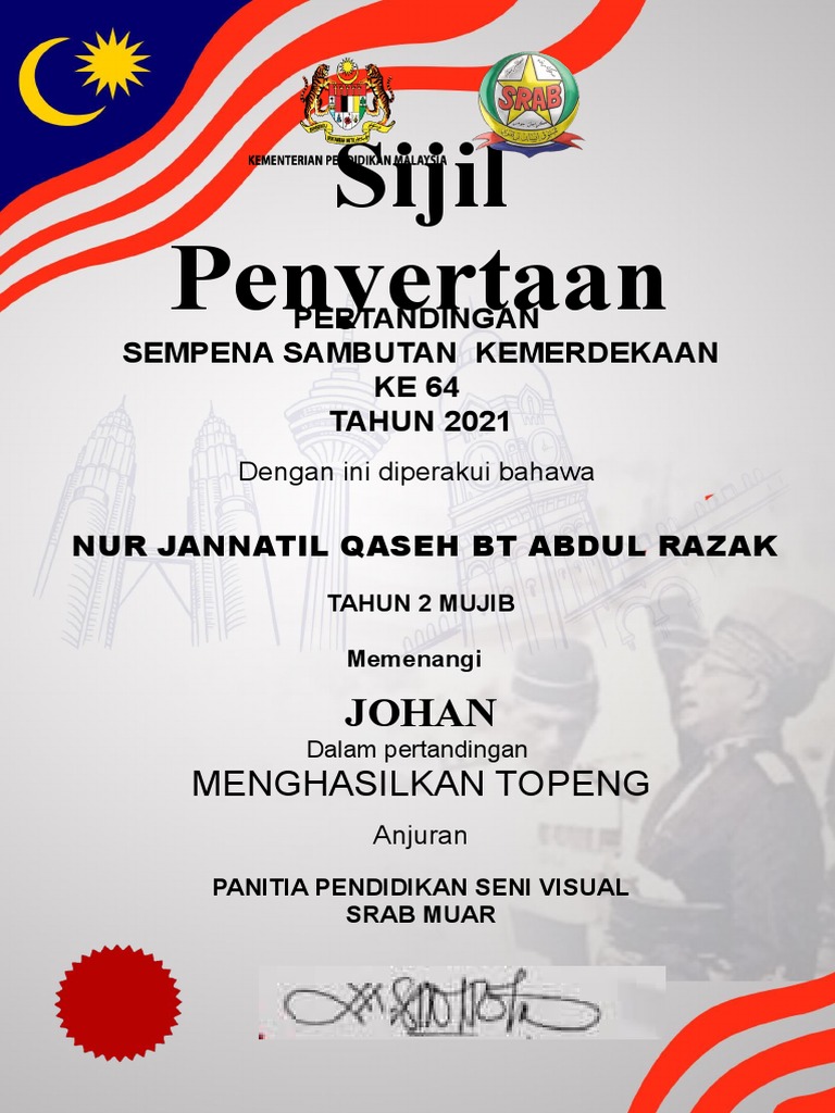 Sijil Penyertaan Merdeka PSV | PDF