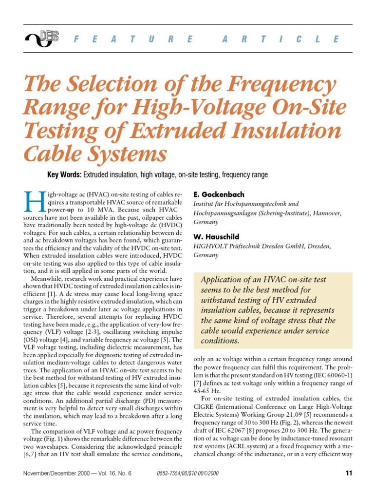The Selection of The Frequency Range For High-Voltage On-Site Testing ...