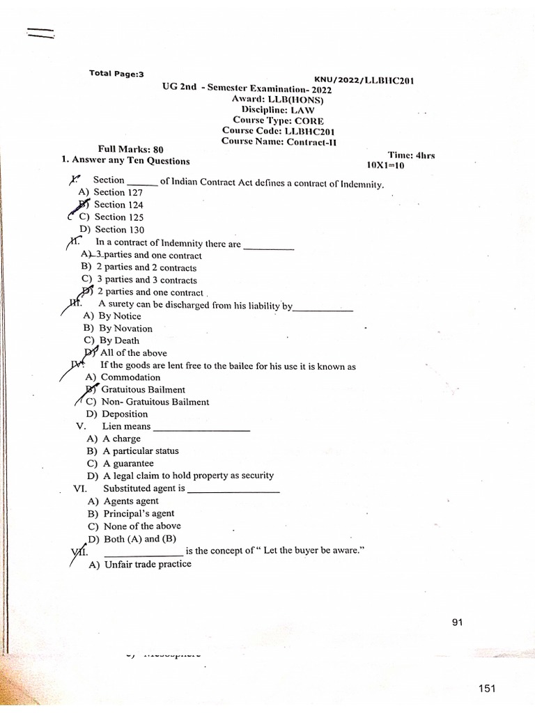 2nd Semester Question Paper | PDF