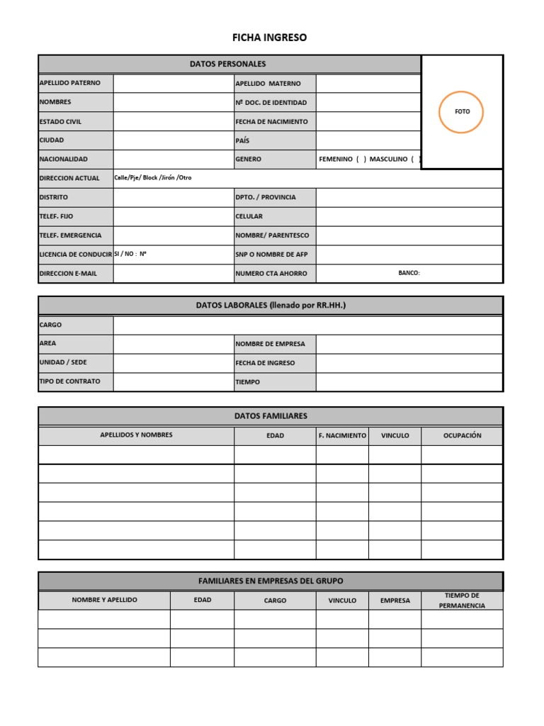 Ficha de ingreso para la administración de recursos humanos | PDF | Derecho laboral | Privacidad ...