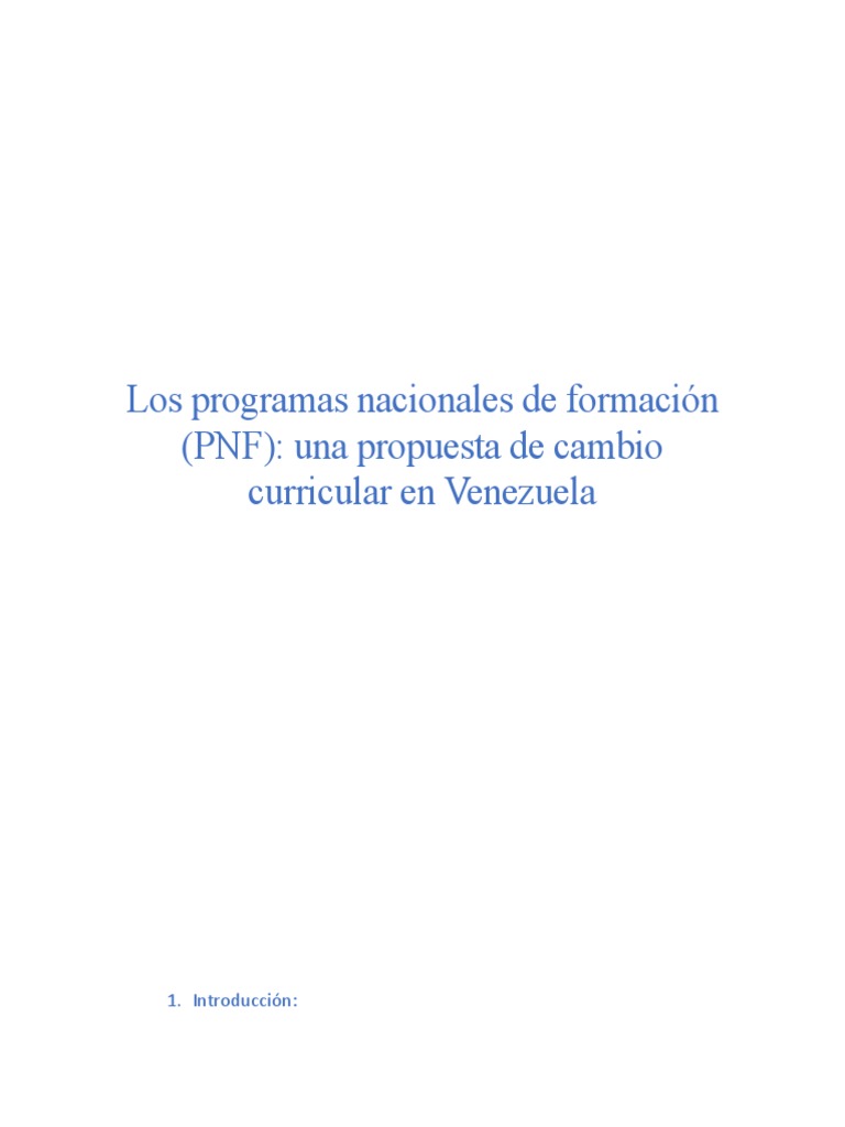 Los Programas Nacionales de Formación | PDF | Plan de estudios | Enseñando