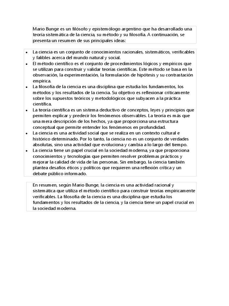 Mario Bunge y La Ciencia RESUMEN | PDF