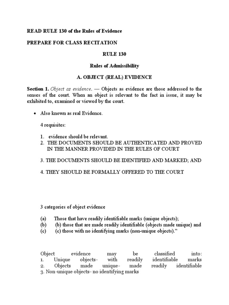 MODULE Rule 130 of The Rules of Evidence | PDF | Evidence (Law) | Justice