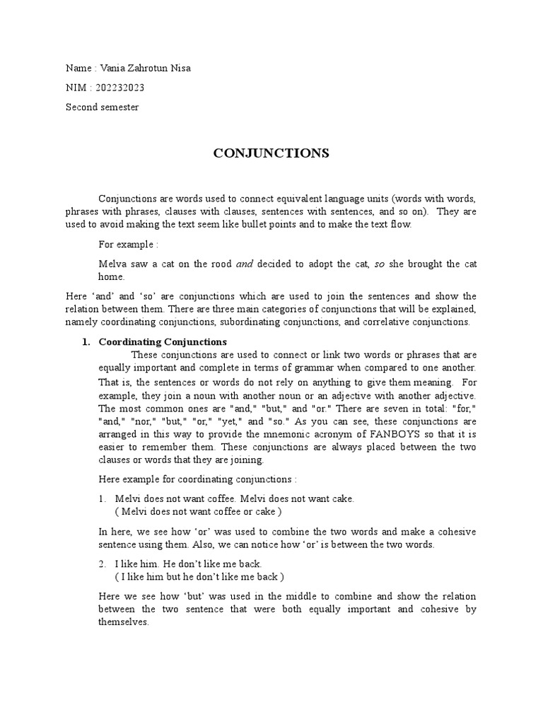 Summary Conjunctions (Grammar) | PDF | Syntactic Relationships | Cognitive Science