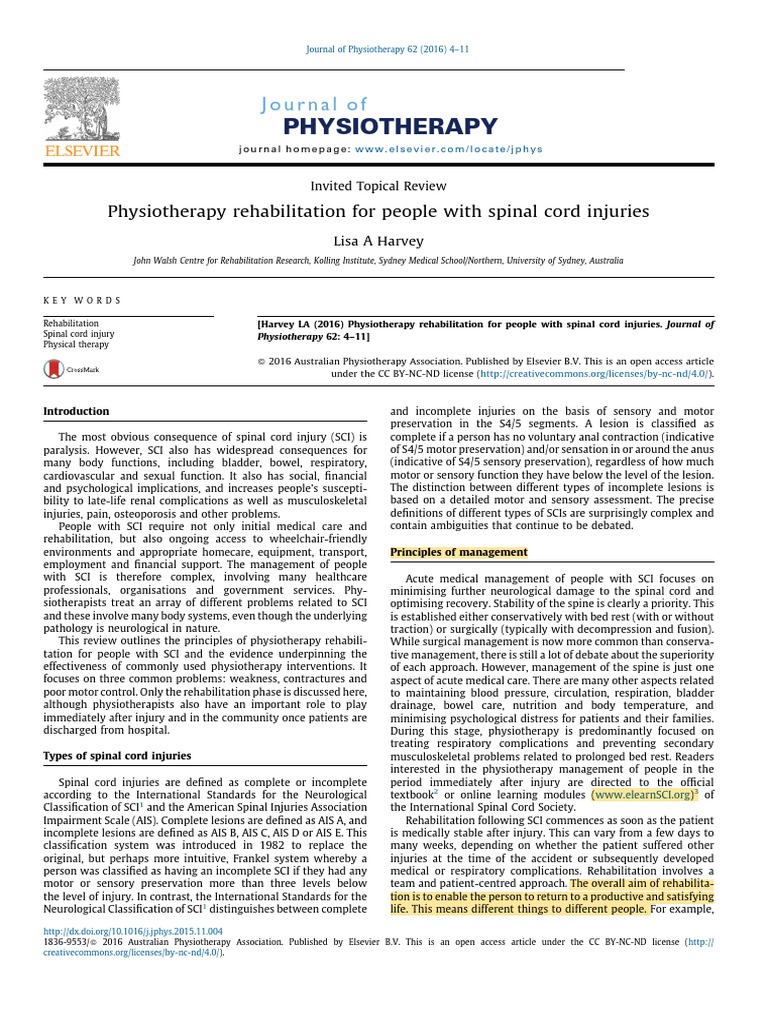 Lisa 2016 | PDF | Physical Therapy | Spinal Cord Injury