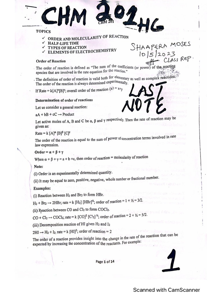 CHM 201 LECTURE NOTE (Shaapera Moses) PDF | PDF