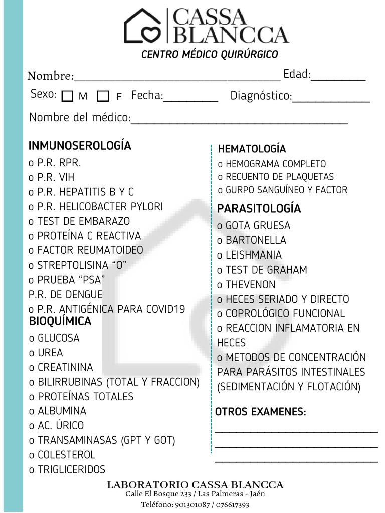 Solicitud de Pruebas | PDF | Especialidades Medicas | Epidemiología