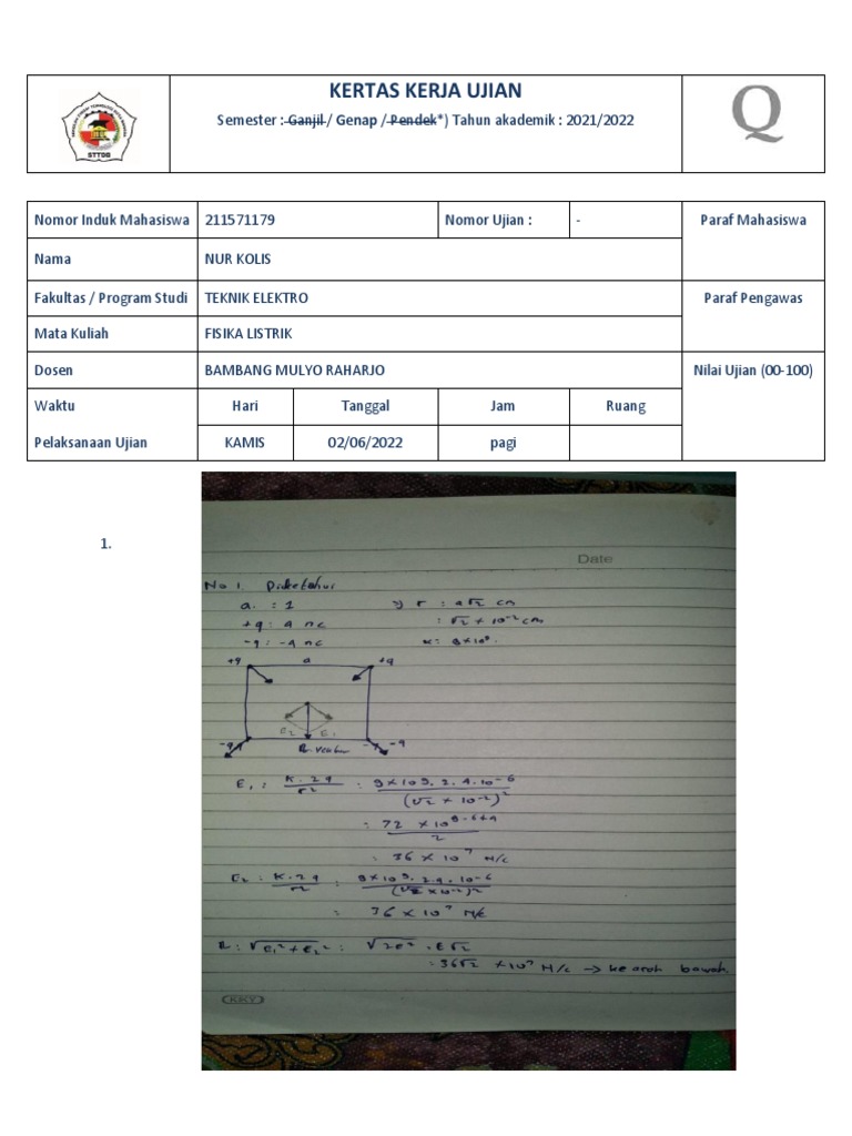 Kertas Jawaban Ujian Uts | PDF