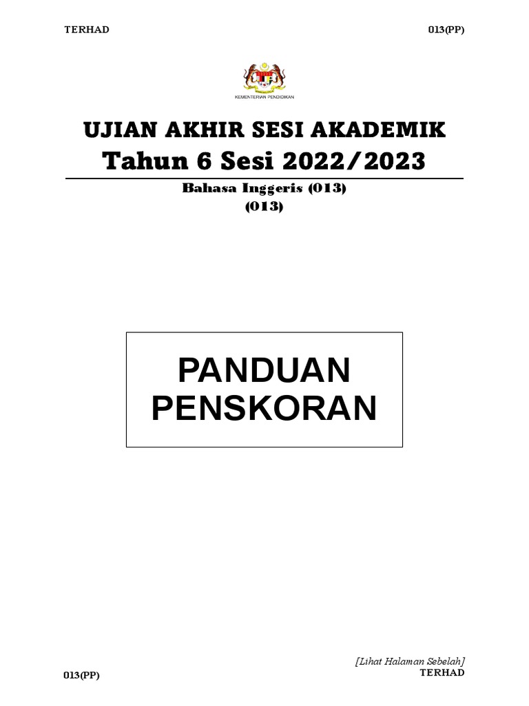 Panduan Penskoran BI Tahun 6 | PDF | Plants | Botany