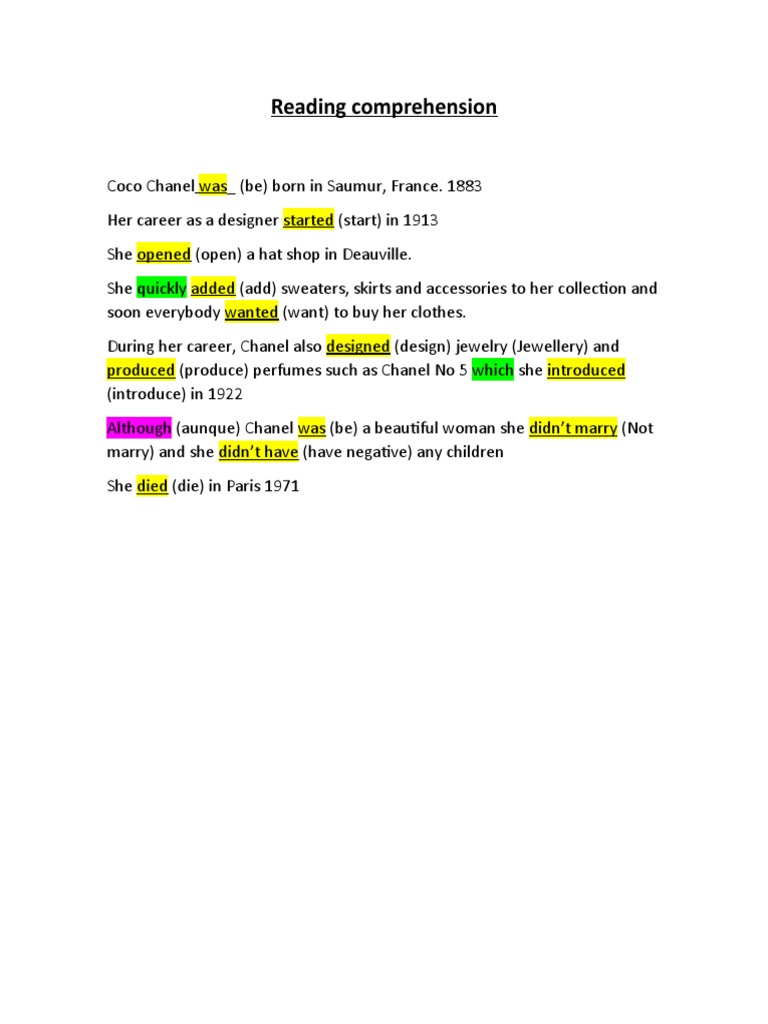 Reading Comprehension PAST SIMPLE (REGULAR VERBS) | PDF