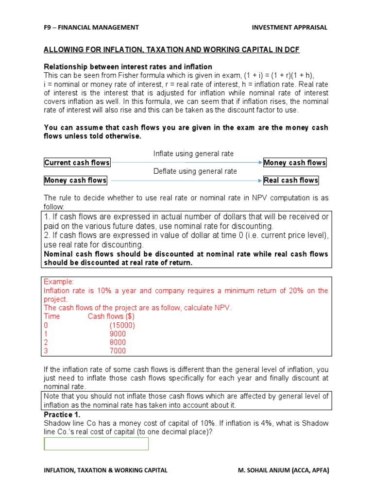 Investment Appraisal Taxation, Inflation | PDF | Net Present Value ...