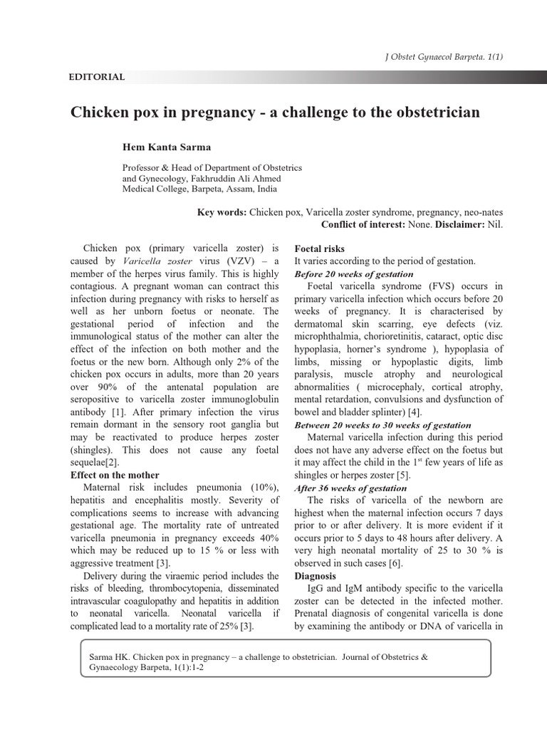 Chicken pox in pregnancy challenges | PDF | Medical Specialties ...