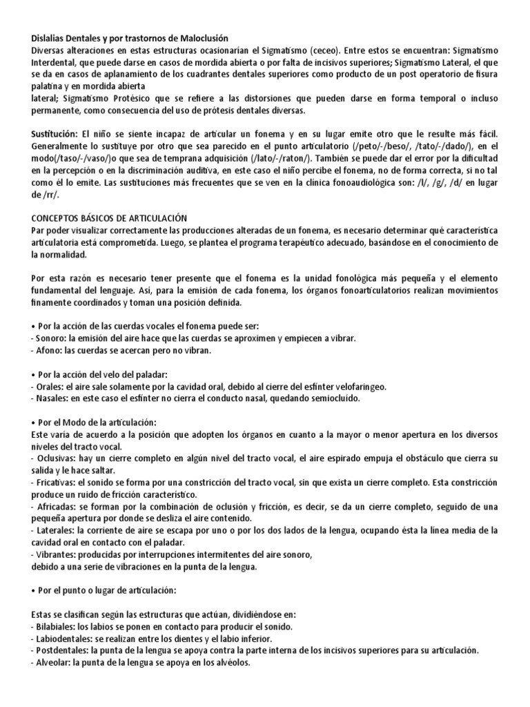 Dislalias Dentales y Por Trastornos de Maloclusión | PDF | Lingüística ...