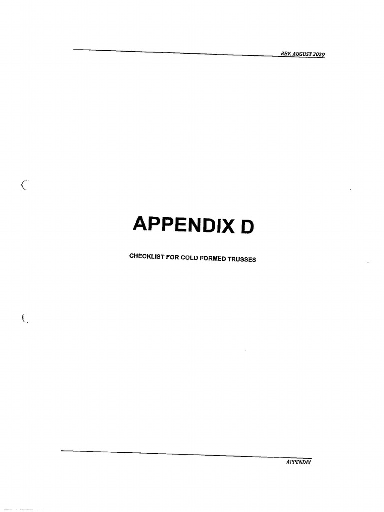 Appendix D - Checklist For Cold Formed Trusses | PDF