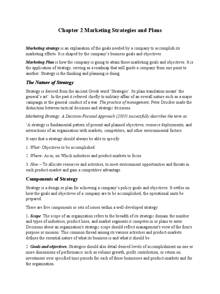 Marketing Strategies and Plans Overview | PDF | Strategic Management ...