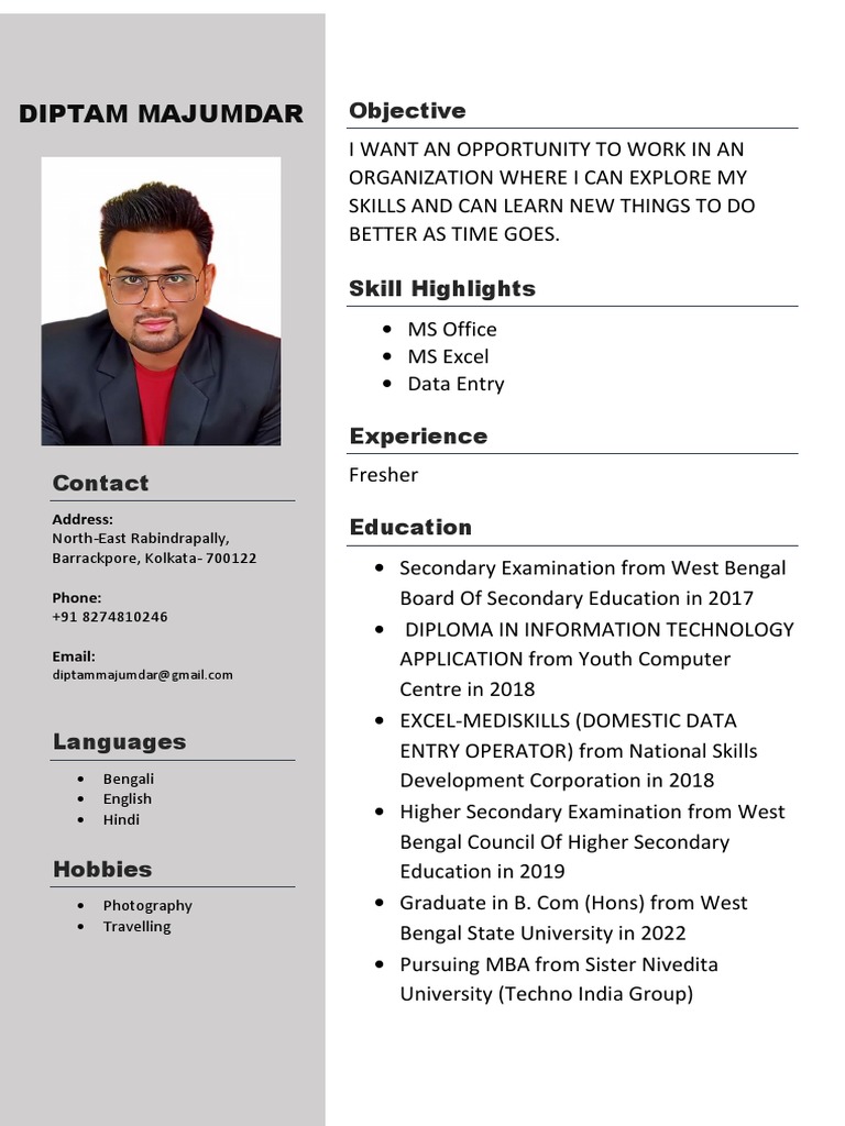 Diptam Majumdar CV-1 | PDF