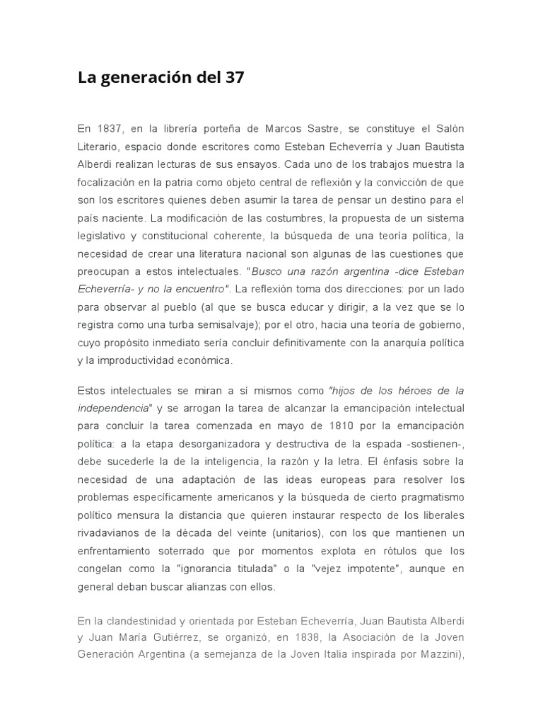 La generación del 37 Y del 80 | PDF | Conservatismo