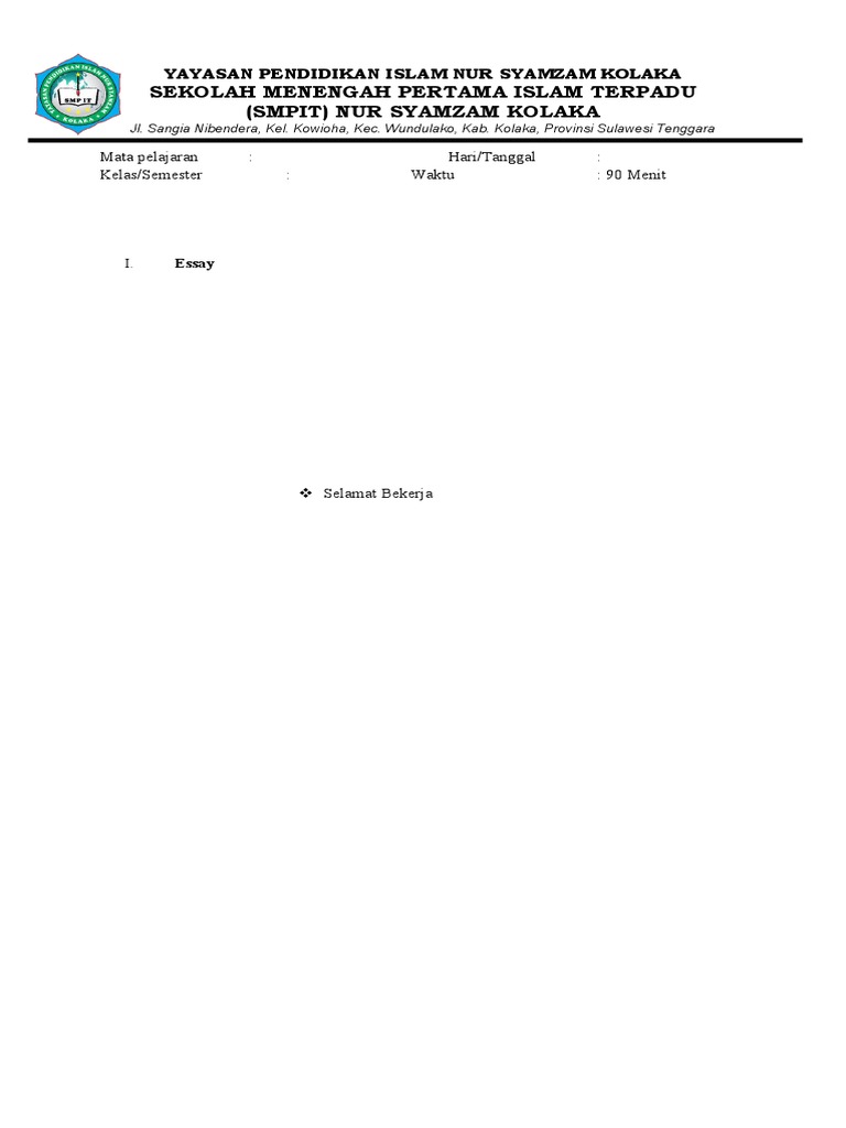 Kop Soal Pat 2023 SMP | PDF