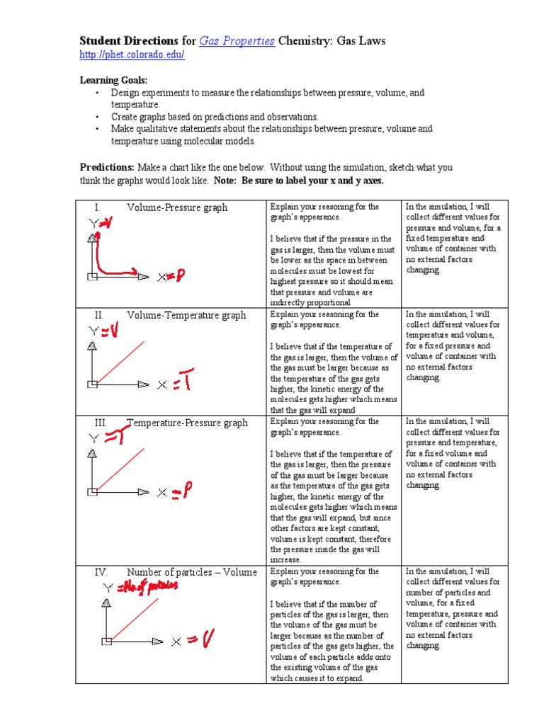 Gas Properties Laws Student Directions | PDF | Gases | Temperature