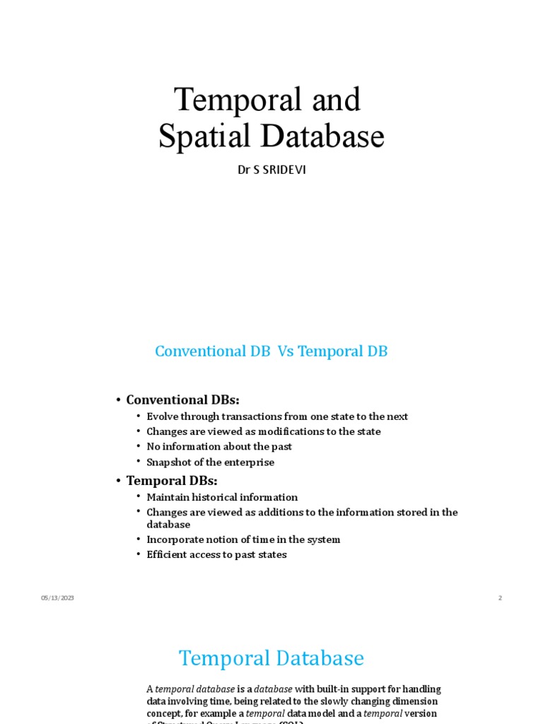 Temporal and Spatial Database | PDF | Databases | Geographic Information System