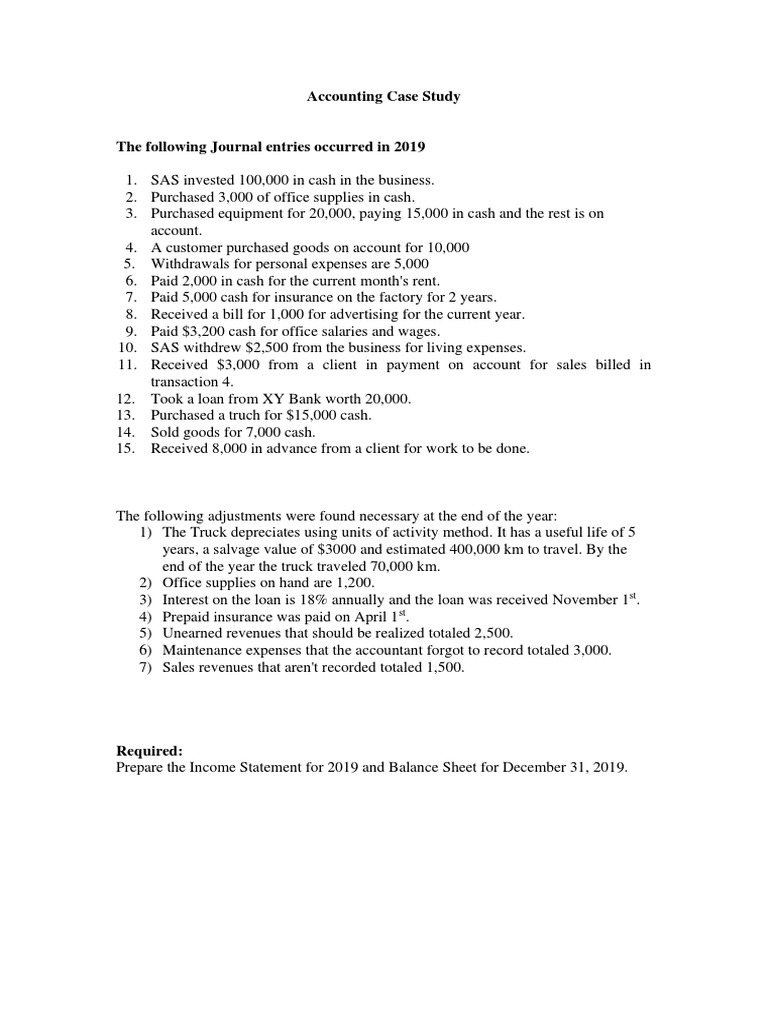 Accounting Case Study | PDF | Finance & Money Management