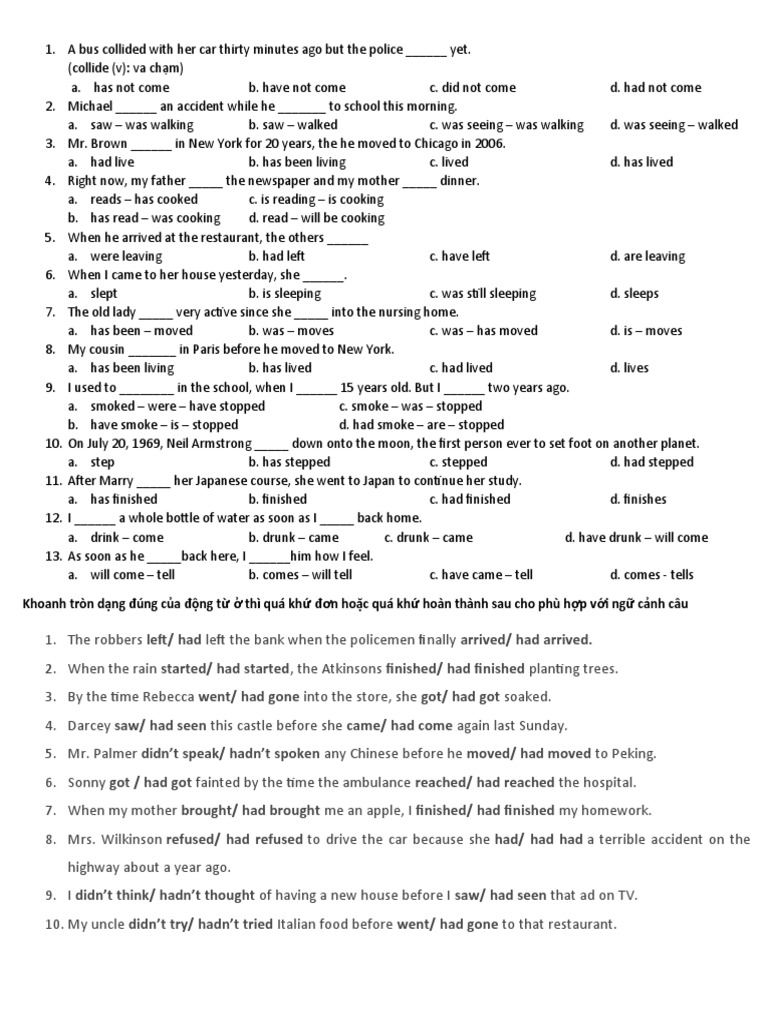 Bus Collision and Verb Tenses Exercise | PDF | Language Arts & Discipline