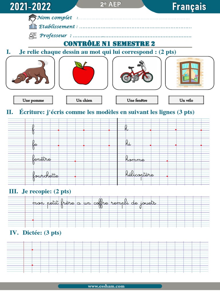 Evaluation Francais-N3 2e Aep 2021-2022 | PDF | Jeux et activités ...