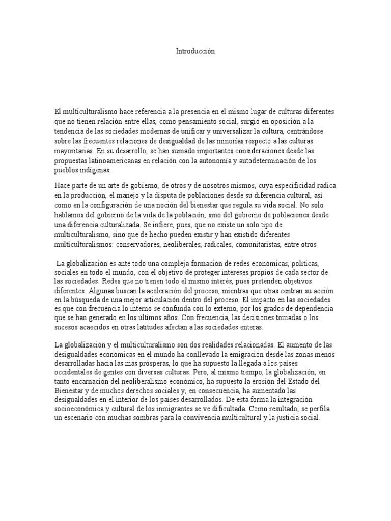 Multiculturalismo y Globalización en México | PDF | Multiculturalismo ...