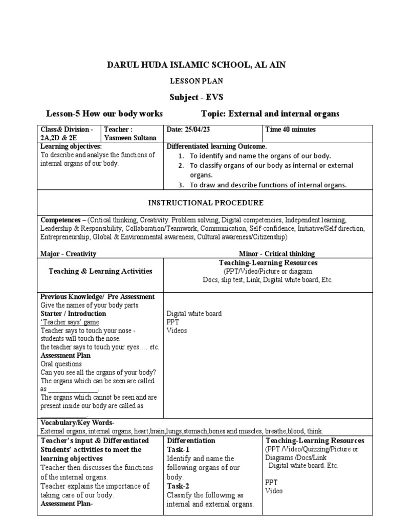 Grade-2 Lesson Plan | Download Free PDF | Teachers | Creativity